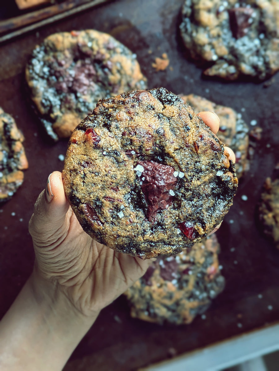 Black Sesame Chocolate Chip Cookie (Eggless)