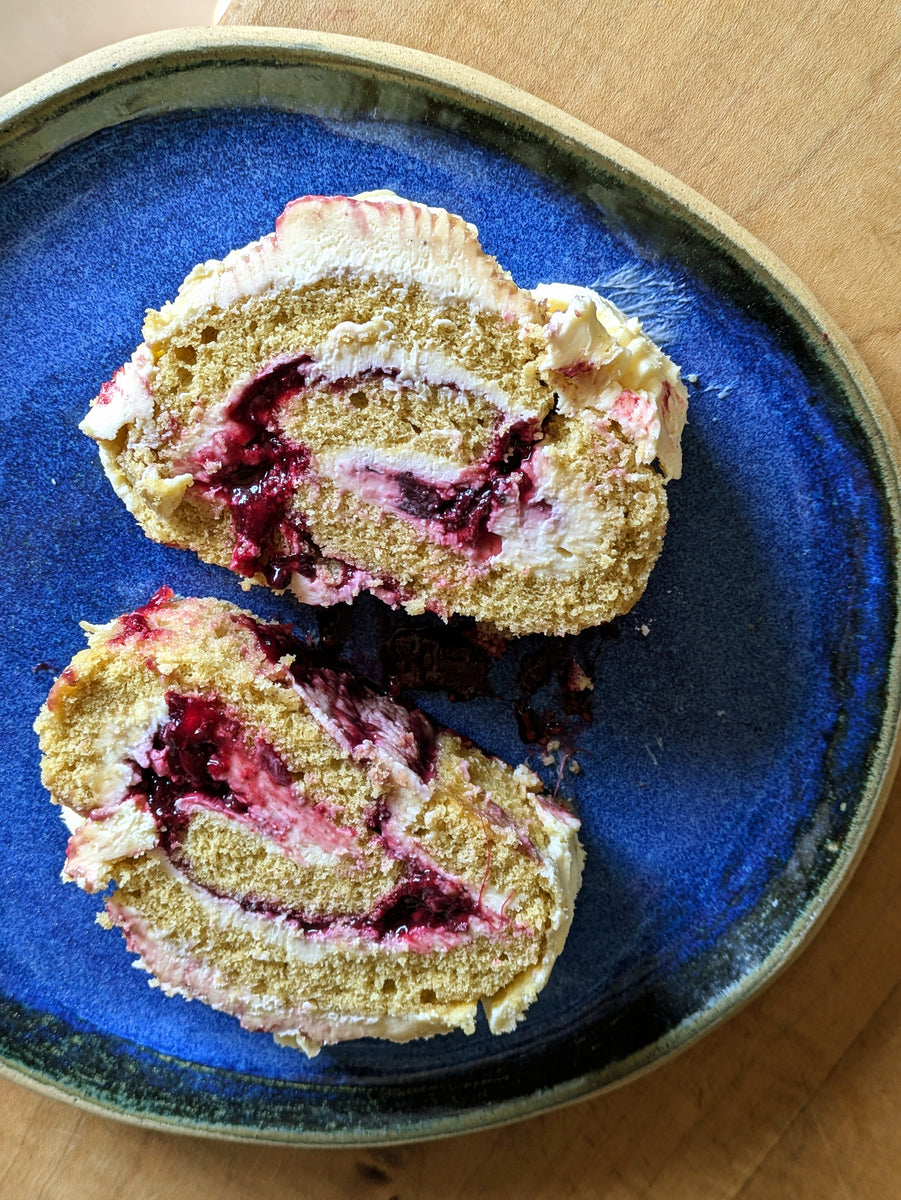 Pandan Coconut & Berry Roll Cake